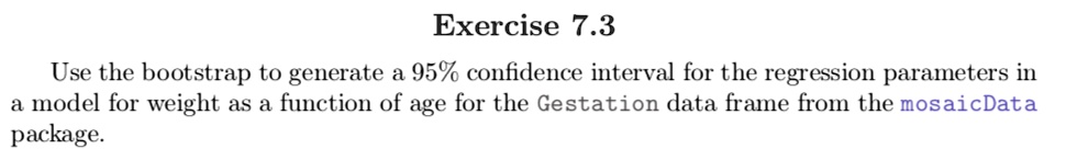 SOLVED: Exercise 7.3 Use the bootstrap to generate a 95% confidence interval for the regression ...