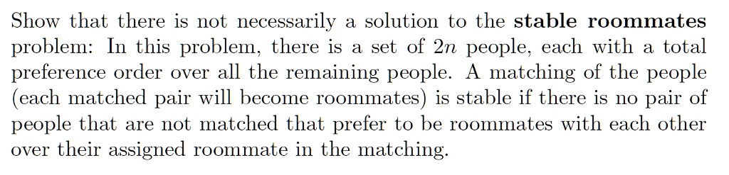 SOLVED: Show that there is not necessarily solution to the stable ...