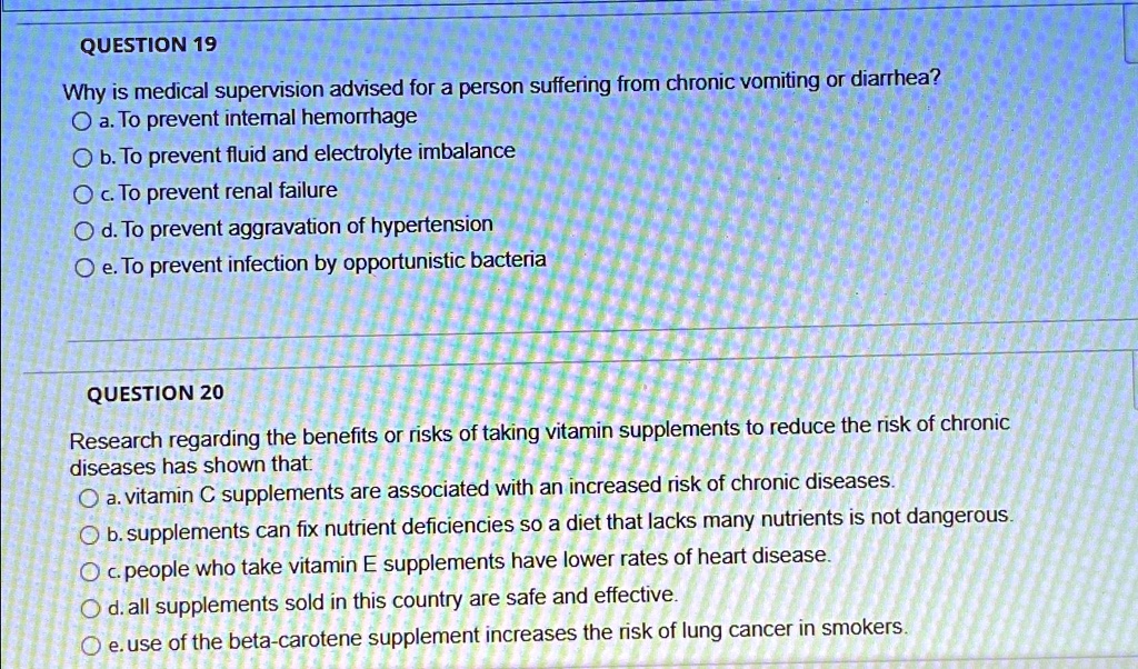 SOLVED: QUESTION 19 Why is medical supervision advised for a person ...