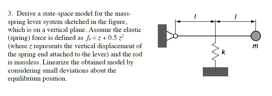 SOLVED: Derive a state-space model for the mass- spring lever system ...
