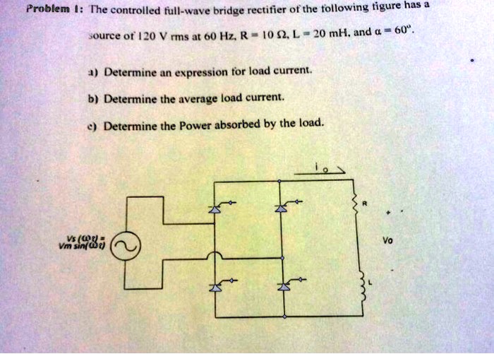 SOLVED: Determine an expression for load current. b) Determine the average load current. c ...