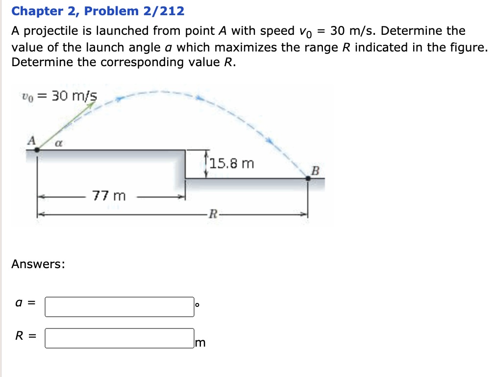 SOLVED: Chapter 2, Problem 2/212 A projectile is launched from point A ...
