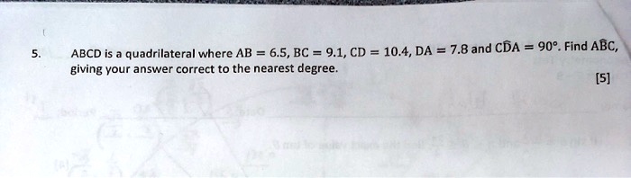 SOLVED: Quadrilateral where AB = 6.5, BC = 9.1, CD = 10.4, DA = 7.8 ...
