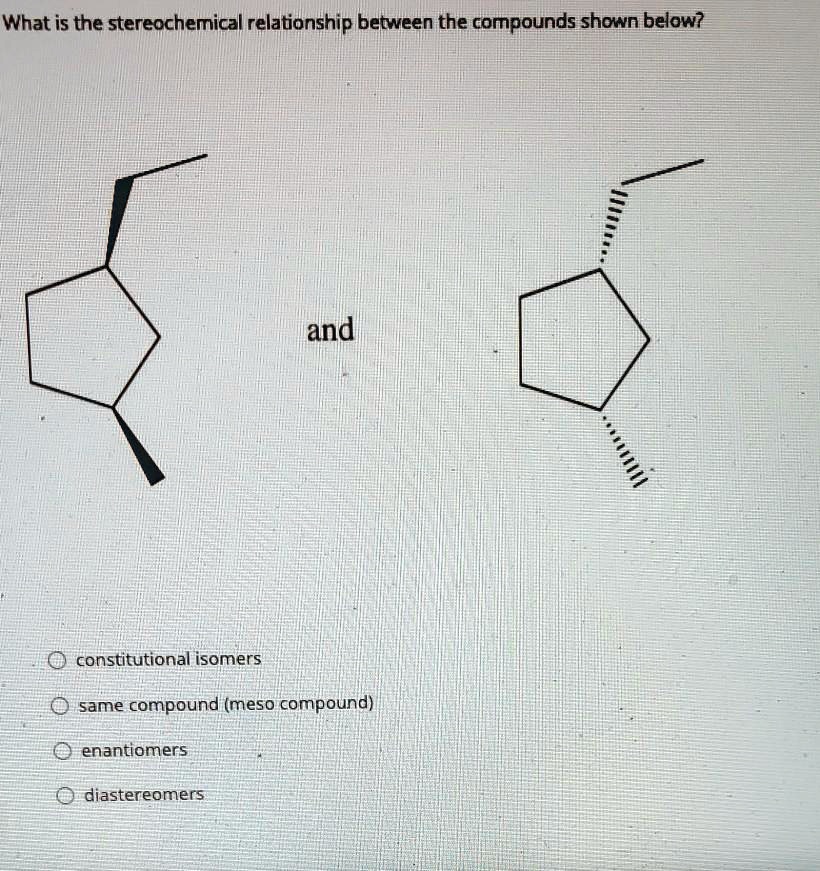SOLVED: What is the stereochemical relationship between the compounds shown below? and ...