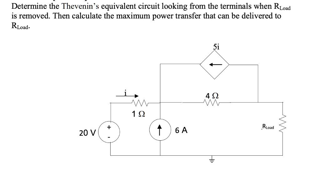 SOLVED: Determine the Thevenin's equivalent circuit looking from the terminals when RLoad is ...