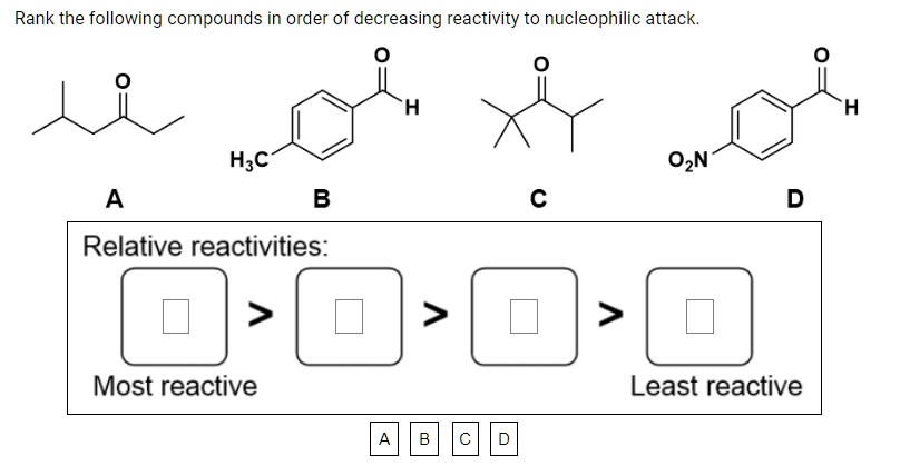 Solved Rank The Following Compounds In Order Of Decreasing Reactivity
