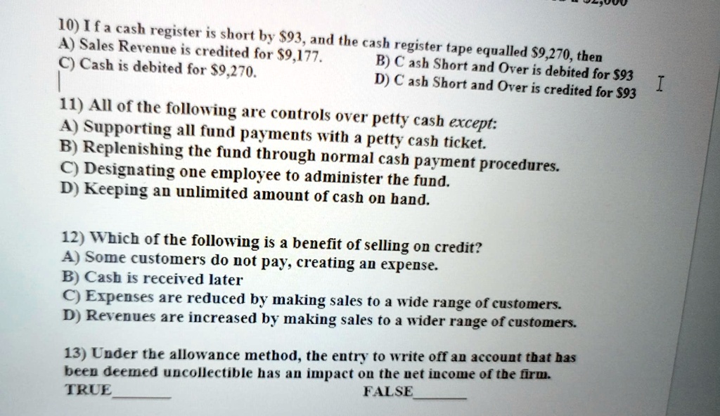 if a cash register is short by 93 and the cash register tape equalled ...