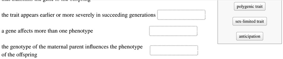 polygenie trait the trait appears earlier or more severely in ...