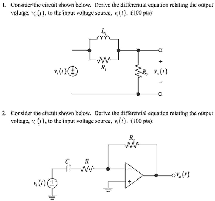 1. Consider the circuit shown below. Derive the differential equation relating the output ...