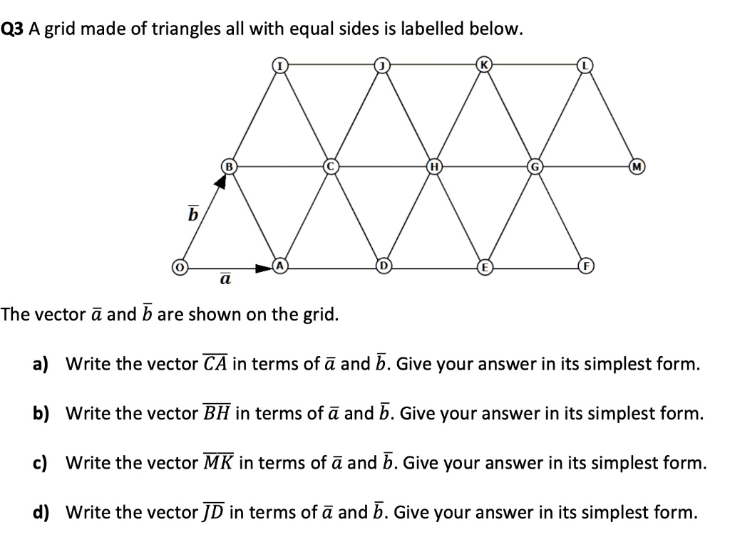 SOLVED: Q3 A grid made of triangles all with equal sides is labeled ...
