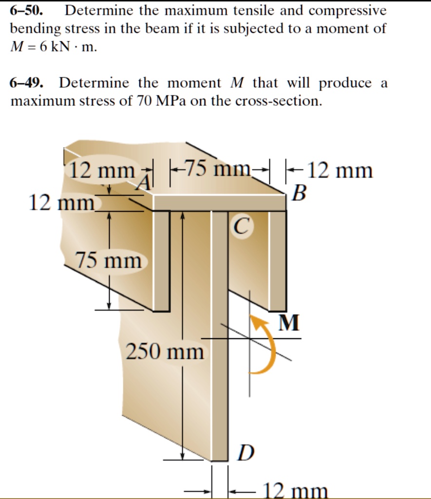 650. Determine the maximum tensile and compressive bending stress in the beam if it is subjected ...