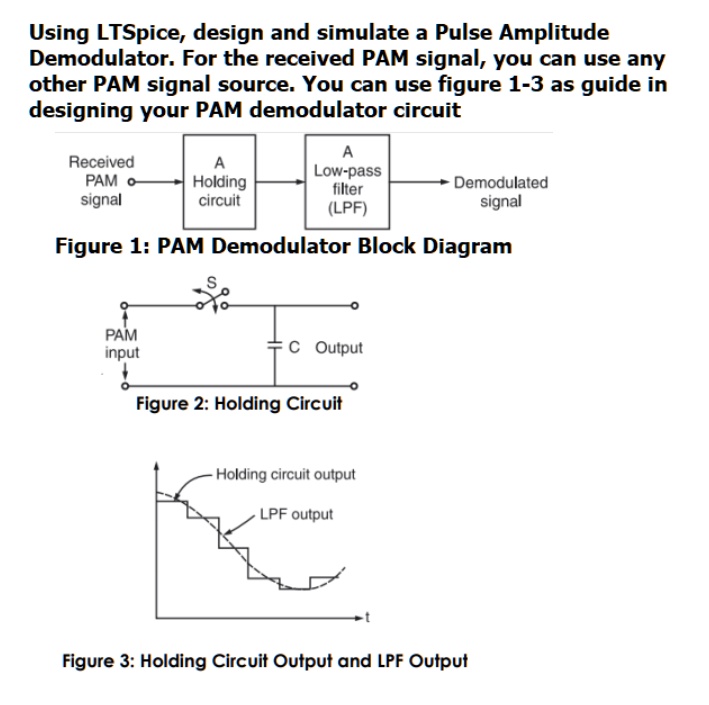 SOLVED: Using LTSpice, design and simulate a Pulse Amplitude ... SOLVED: Using LTSpice, design and simulate a Pulse Amplitude ...