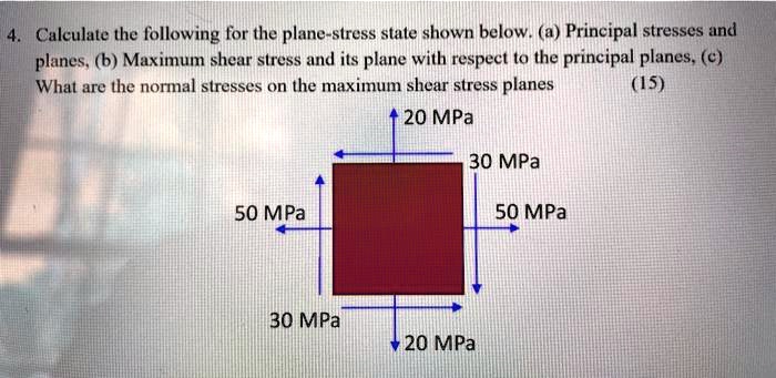 SOLVED: 4. Calculate the following for the plane-stress state shown ...