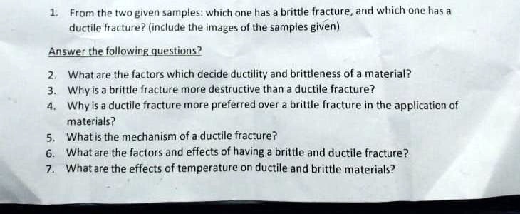 SOLVED: From the two given samples: which one has a brittle fracture ...