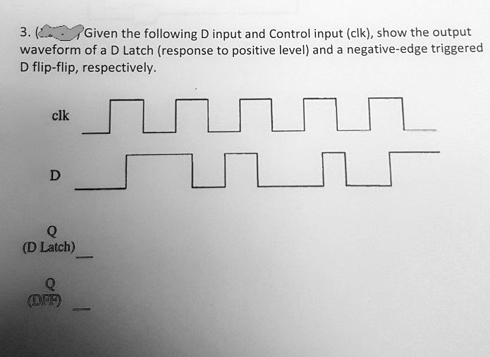 Solved Given The Following D Input And Control Input Clk Show The Output Waveform Of A D