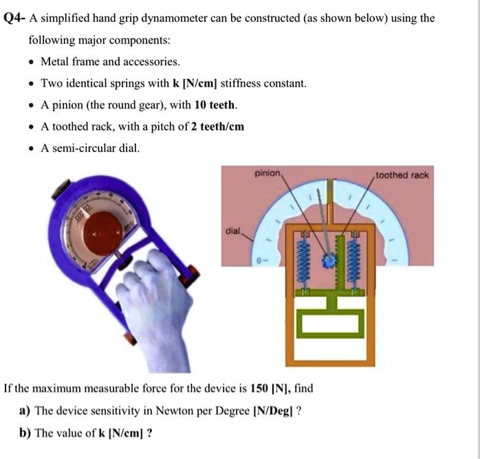SOLVED: Q4- A simplified hand grip dynamometer can be constructed (as ...