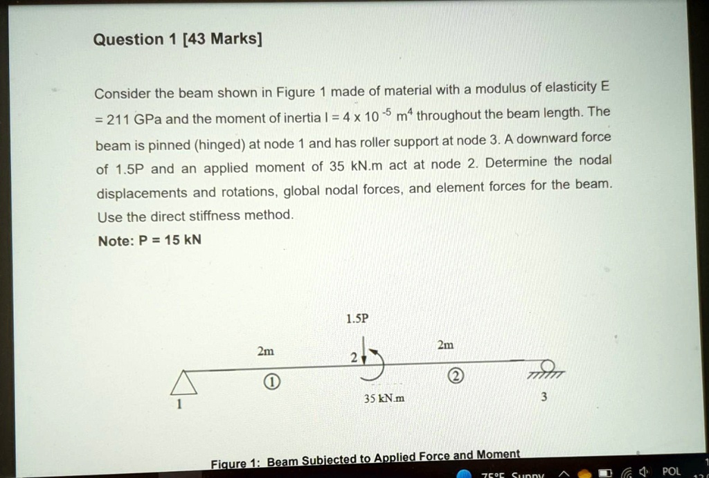 Question 1 [43 Marks] Consider the beam shown in Figure 1 made of ...