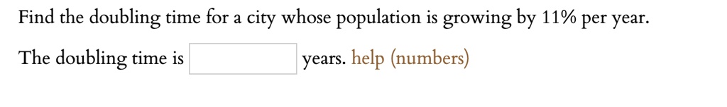 SOLVED: Find the doubling time for city whose population is growing by ...
