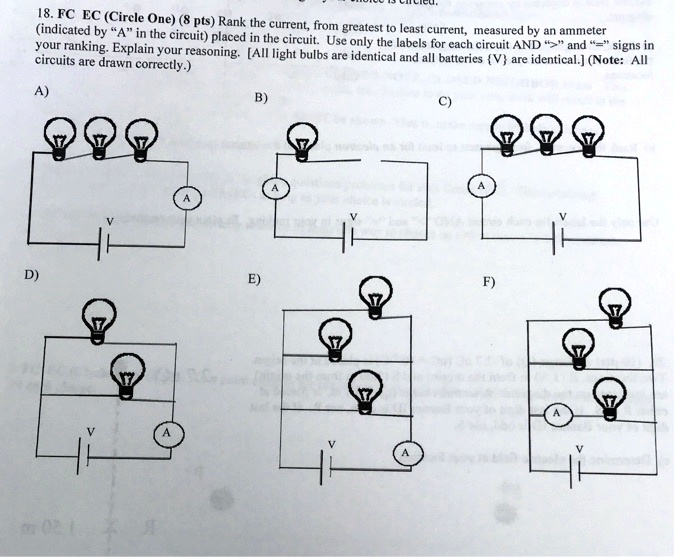 SOLVED: 18. FC EC (Circle One) (8 pts) Rank the (indicated by "A" in ...