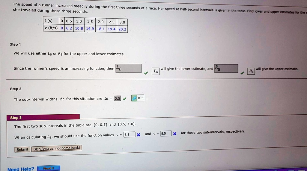 SOLVED: Step 3 The first two sub-intervals in the table are [0,0.5] and ...