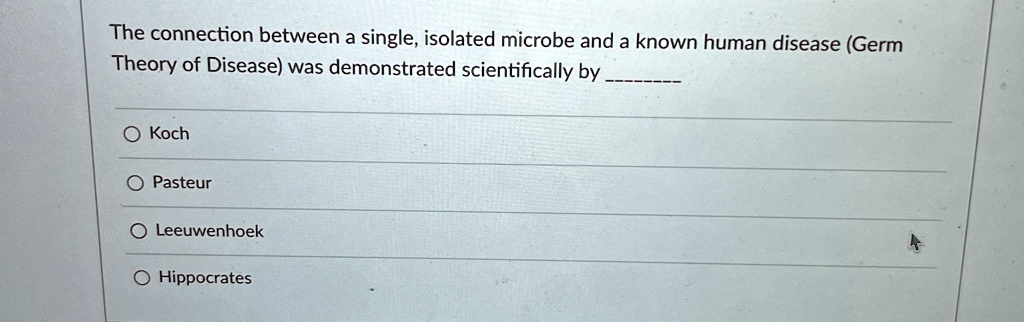 The connection between a single, isolated microbe and a known human ...