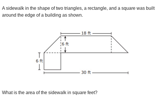 A sidewalk in the shape of two triangles, a rectangle, and a square was ...