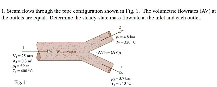 1. Steam flows through the pipe configuration shown in Fig. 1. The ...