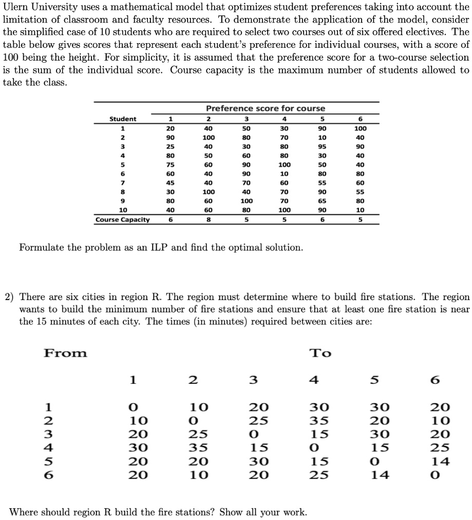 SOLVED: Ulern University uses a mathematical model that optimizes ...