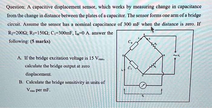 SOLVED: Question: A capacitive displacement sensor, which works by measuring change in ...