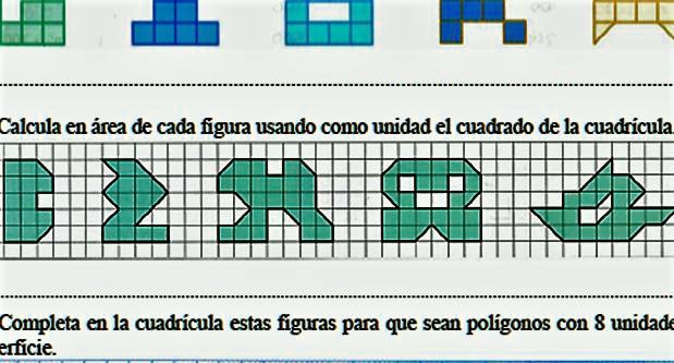SOLVED: `calcula en area de cada figura usando como unidad el cuadrado ...