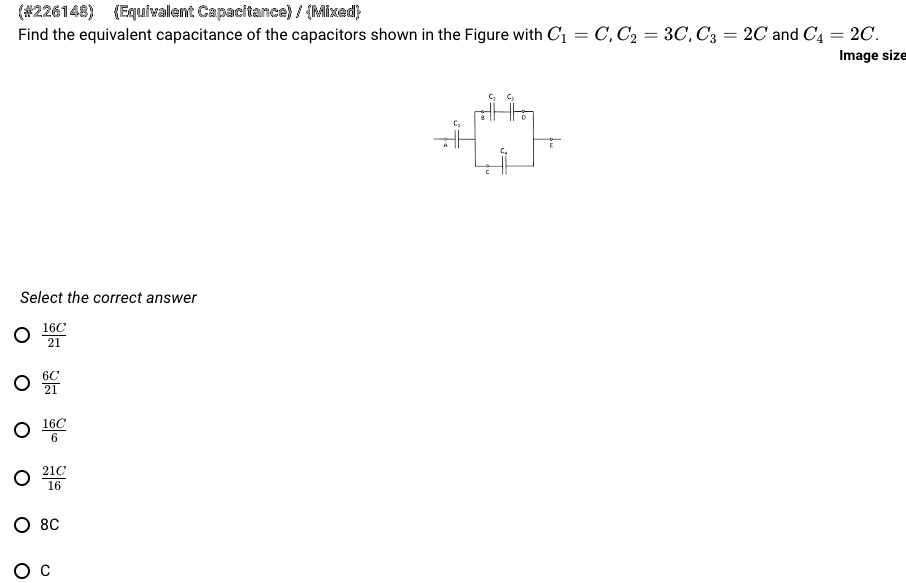 SOLVED:(226148} {Equivalen: Capacitnee} {Eixed; Find the equivalent ...