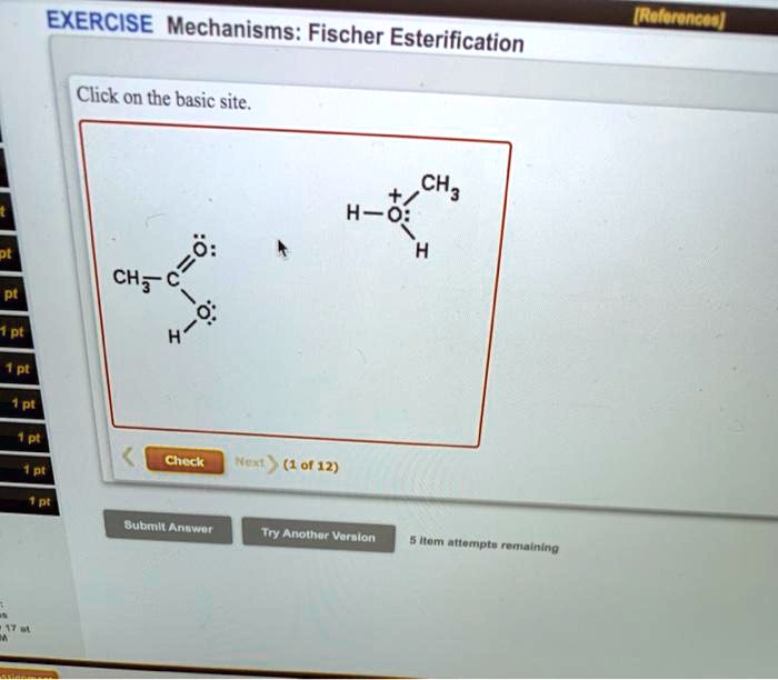 SOLVED: Exercise Mechanisms: Fischer Esterification. Click on the basic ...