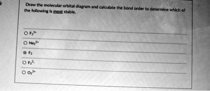 Draw the molecular orbital diagram and calculate the bond order to ...