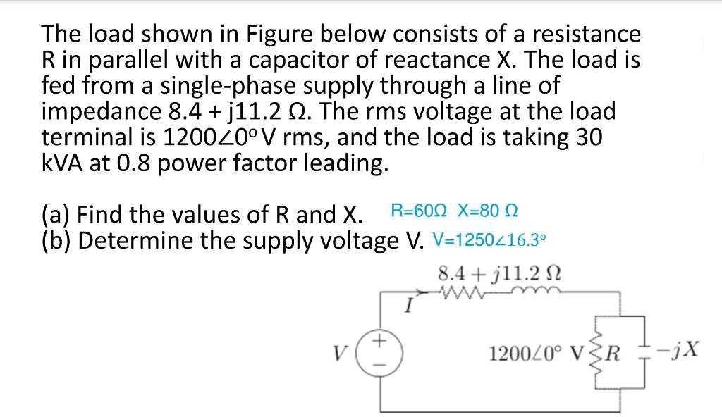 SOLVED: The load shown in the figure below consists of a resistance R in parallel with a ...