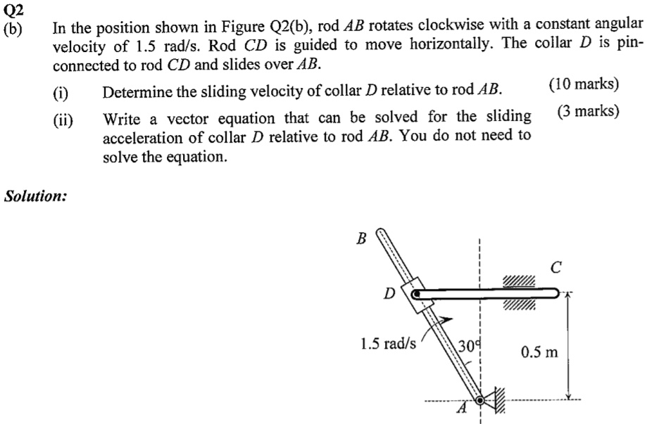 Q2 (b) In the position shown in Figure Q2(b), rod AB rotates clockwise ...