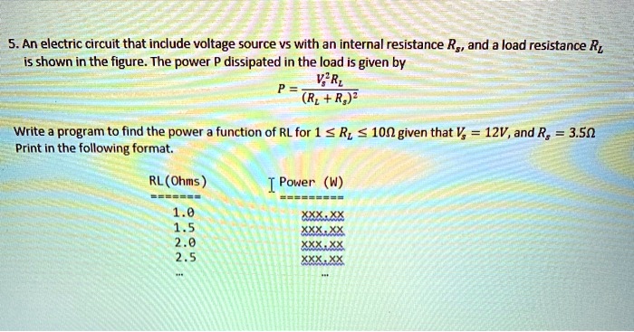 SOLVED: An electric circuit that includes a voltage source vs with an ...
