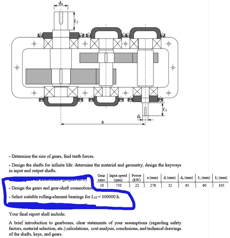 - Determine the size of gears, find teeth forces. - Design the shafts ...