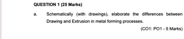 QUESTION 1 (25 Marks) a. Schematically (with drawings), elaborate the ...