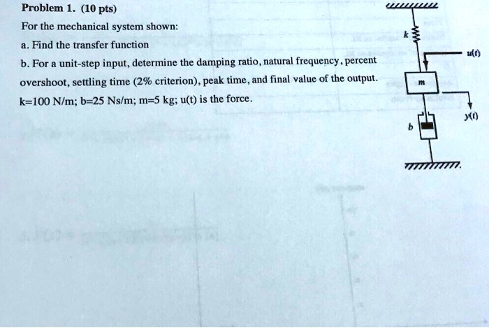 SOLVED: Problem 1.10 pts: For the mechanical system shown: a. Find the ...