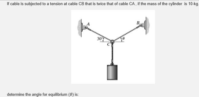 SOLVED: Determine the angle , Tension CB and CA determine the angle for ...