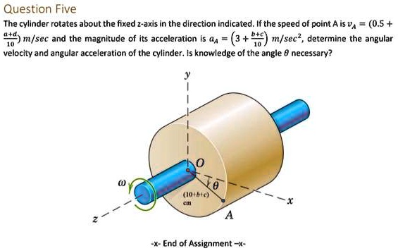 SOLVED: a = 8, b = 9, c = 2, d = 0 Question Five: The cylinder rotates ...
