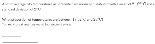 SOLVED: A set of average city temperatures in September are normally ...