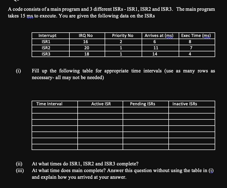 SOLVED: Texts: This exercise is about Microcontroller. A code consists of a main program and 3 ...