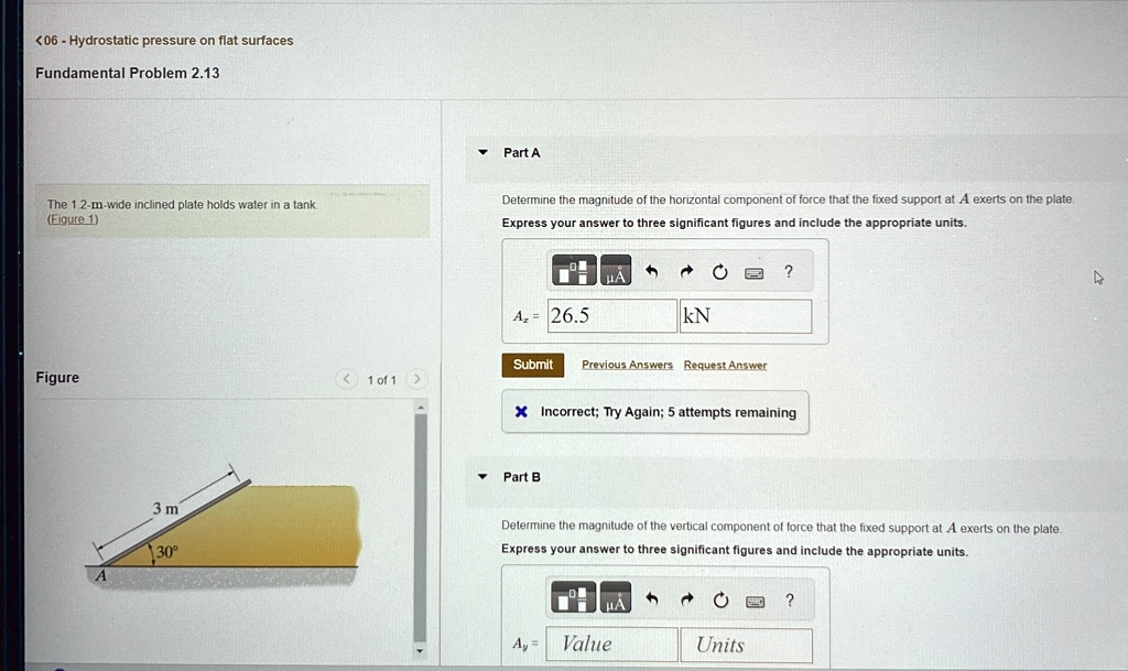 06 hydrostatic pressure on flat surfaces fundamental problem 213 part a the 12 m wide inclined ...