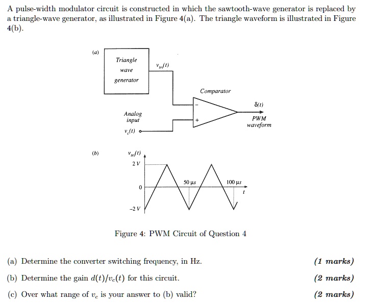 SOLVED: A pulse-width modulator circuit is constructed in which the ...