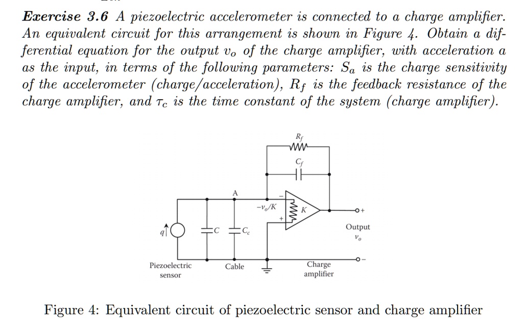 Exercise 3 6 A Piezoelectric Accelerometer Is Connected To A Charge Amplifier An Equivalent