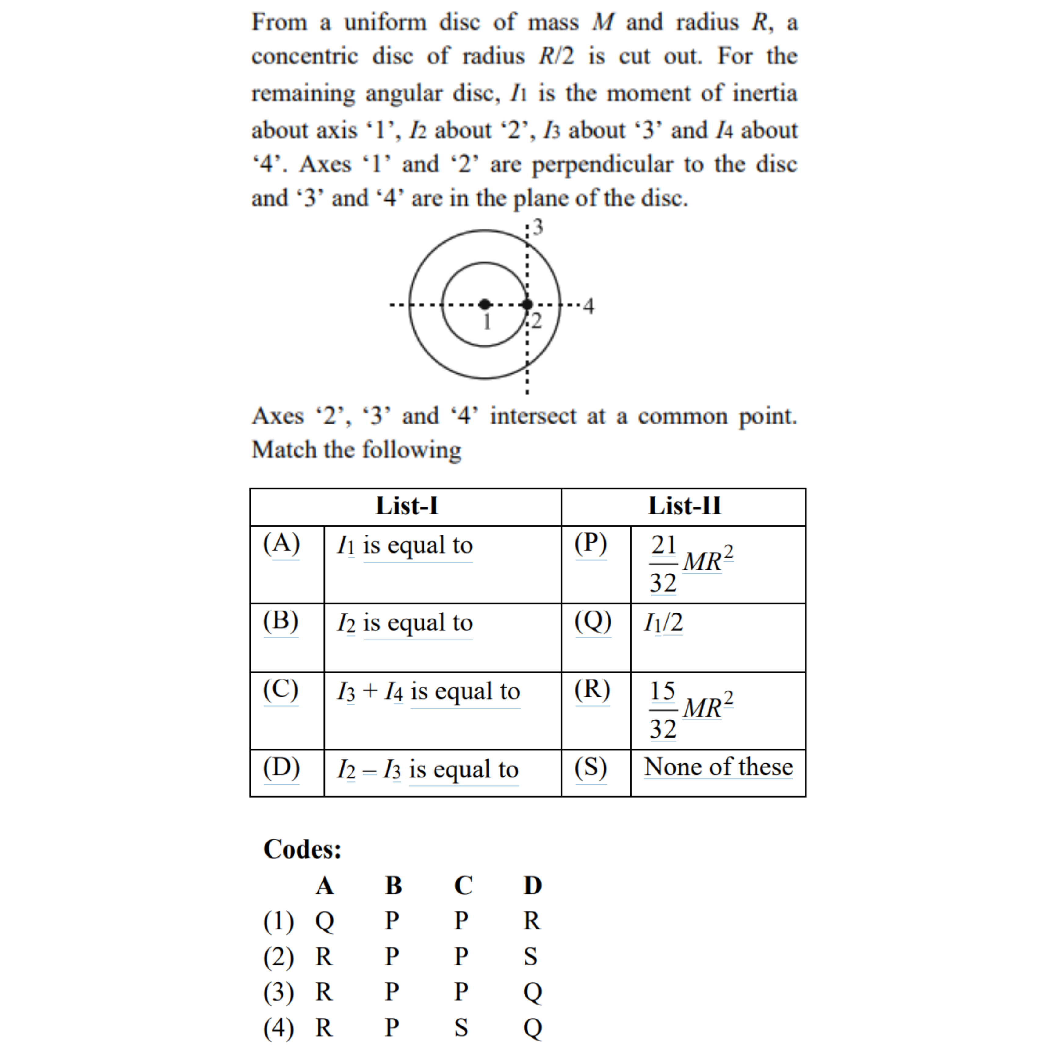 SOLVED: From a uniform disc of mass M and radius R, a concentric disc ...