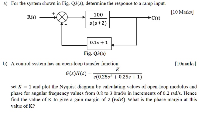 afor the system shown in fig q3a determine the response to a ramp input 10 marks 100 rs cs ss2 ...