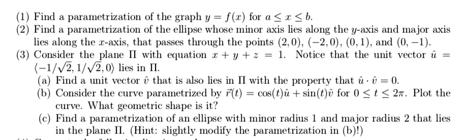 SOLVED:Find parametrization of the graph y = f(c) for a