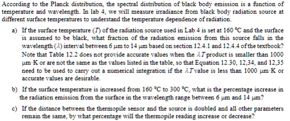 SOLVED: According to the Planck distribution, the spectral distribution ...